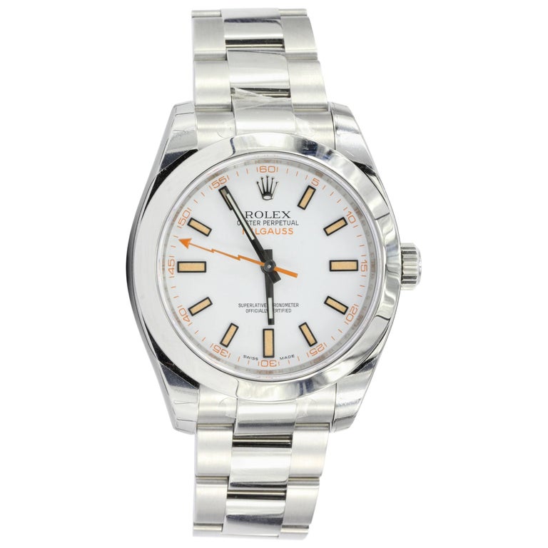 Rolex Stainless Steel Milgauss White Luminescent Dial wristwatch Ref ...