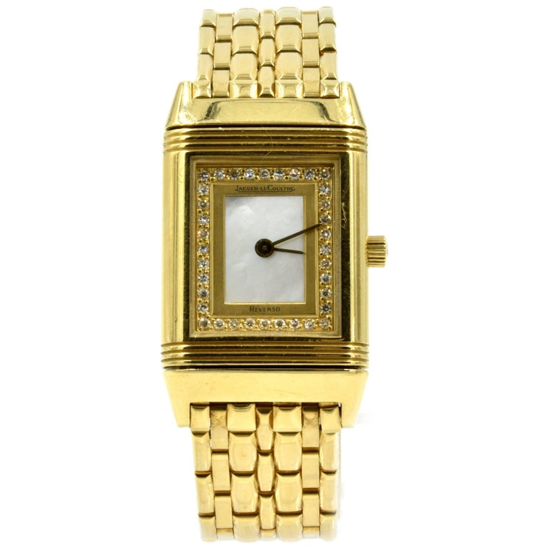 Jaeger LeCoultre Ladies yellow gold Diamond Reverso quartz Wristwatch ...