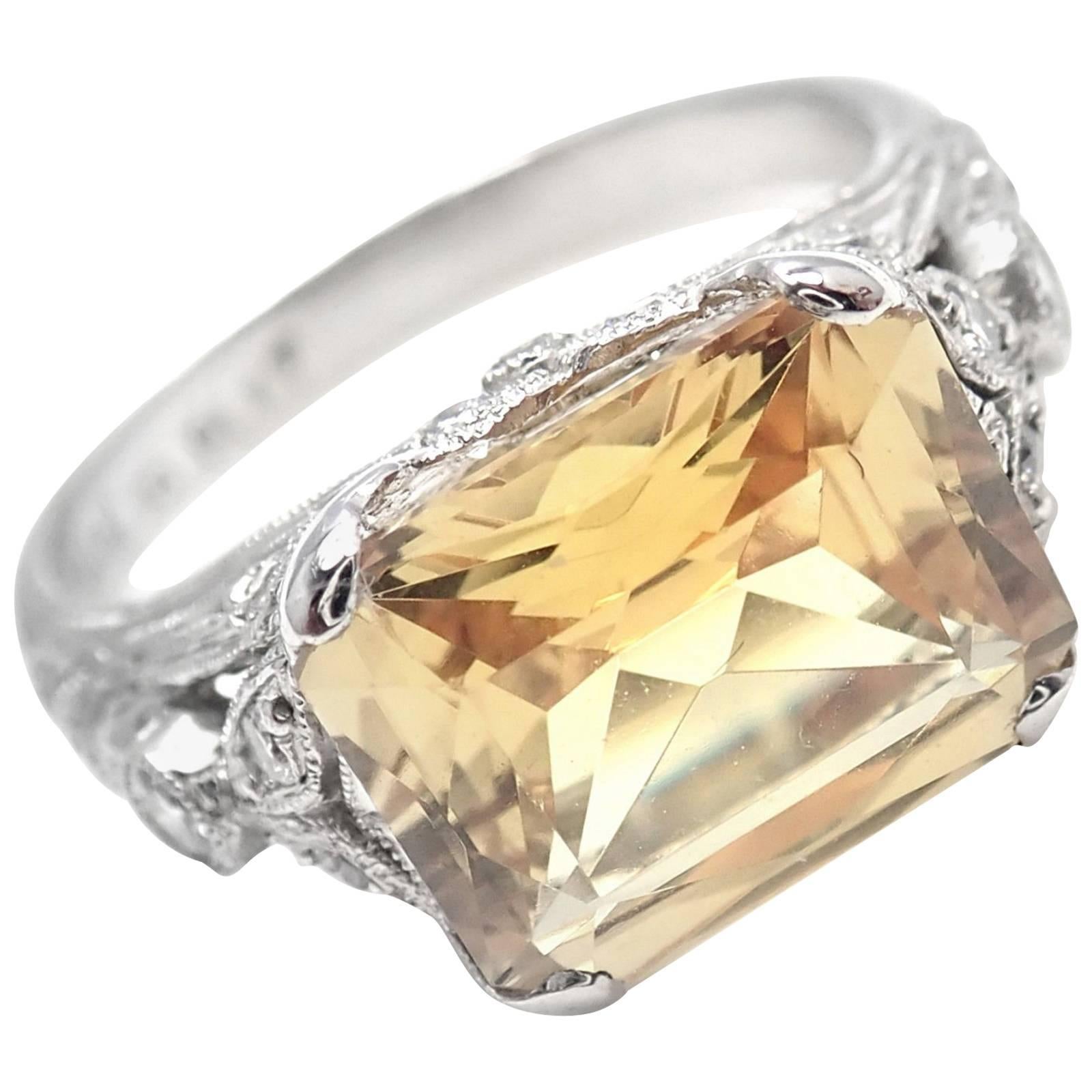 Mimi So Diamond Citrine Platinum Ring at 1stDibs
