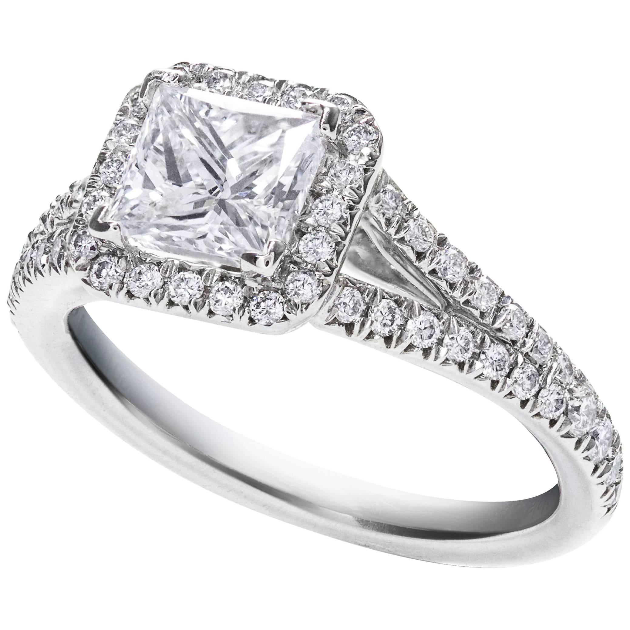 Princess Cut Split Shank Engagement Ring - 35 For Sale on 1stDibs