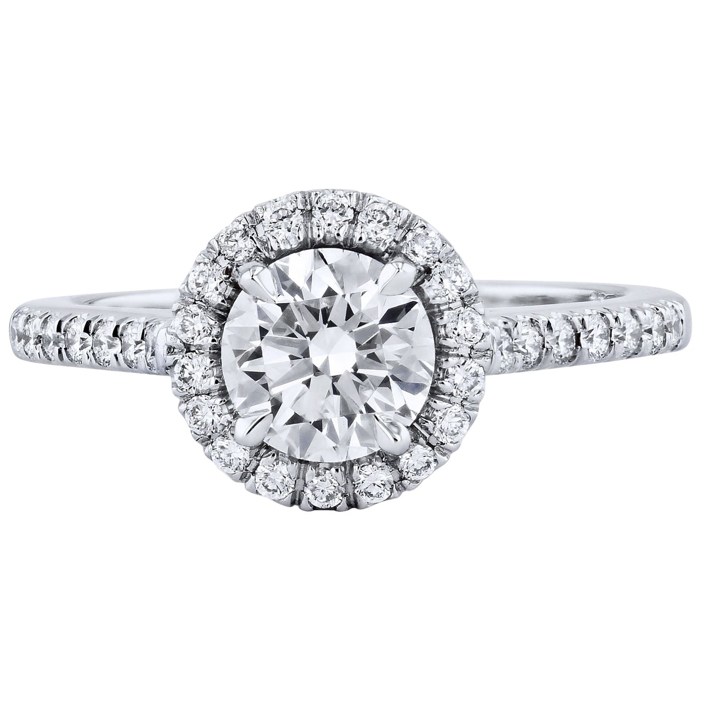 GIA Certified 1.00 Carat Emerald Diamond Halo Gold Engagement Ring For ...