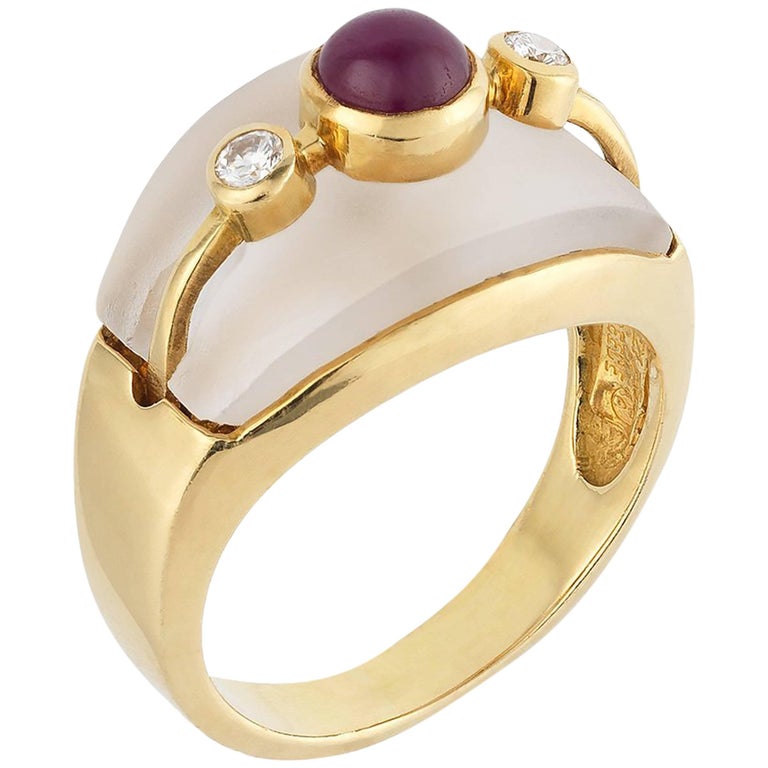 Lalaounis Frosted Ruby Cabochon Ring at 1stDibs