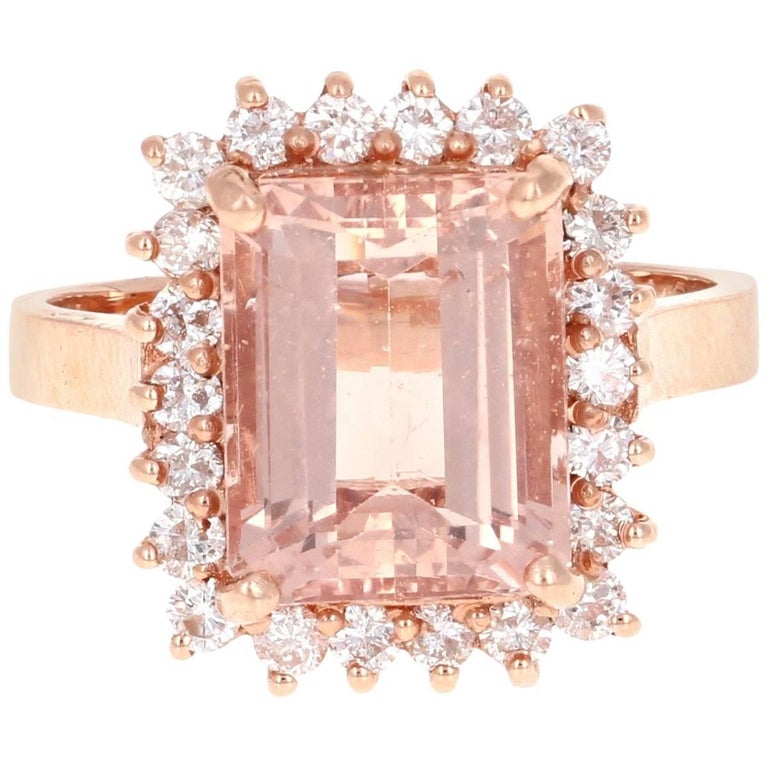5.20 Carat Morganite Diamond Rose Gold Cocktail Ring at 1stDibs