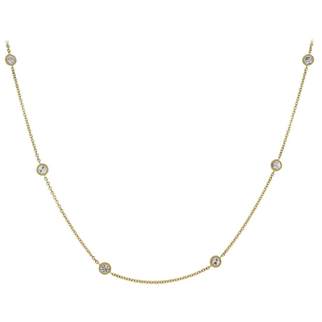 Diamond by the Yard Pear Shaped Cut Diamond Necklace For Sale at 1stDibs