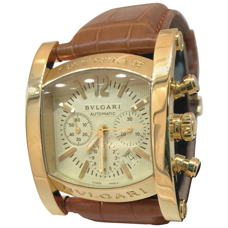 Bulgari Yellow Gold Assioma Chronograph Automatic Wristwatch at 1stDibs