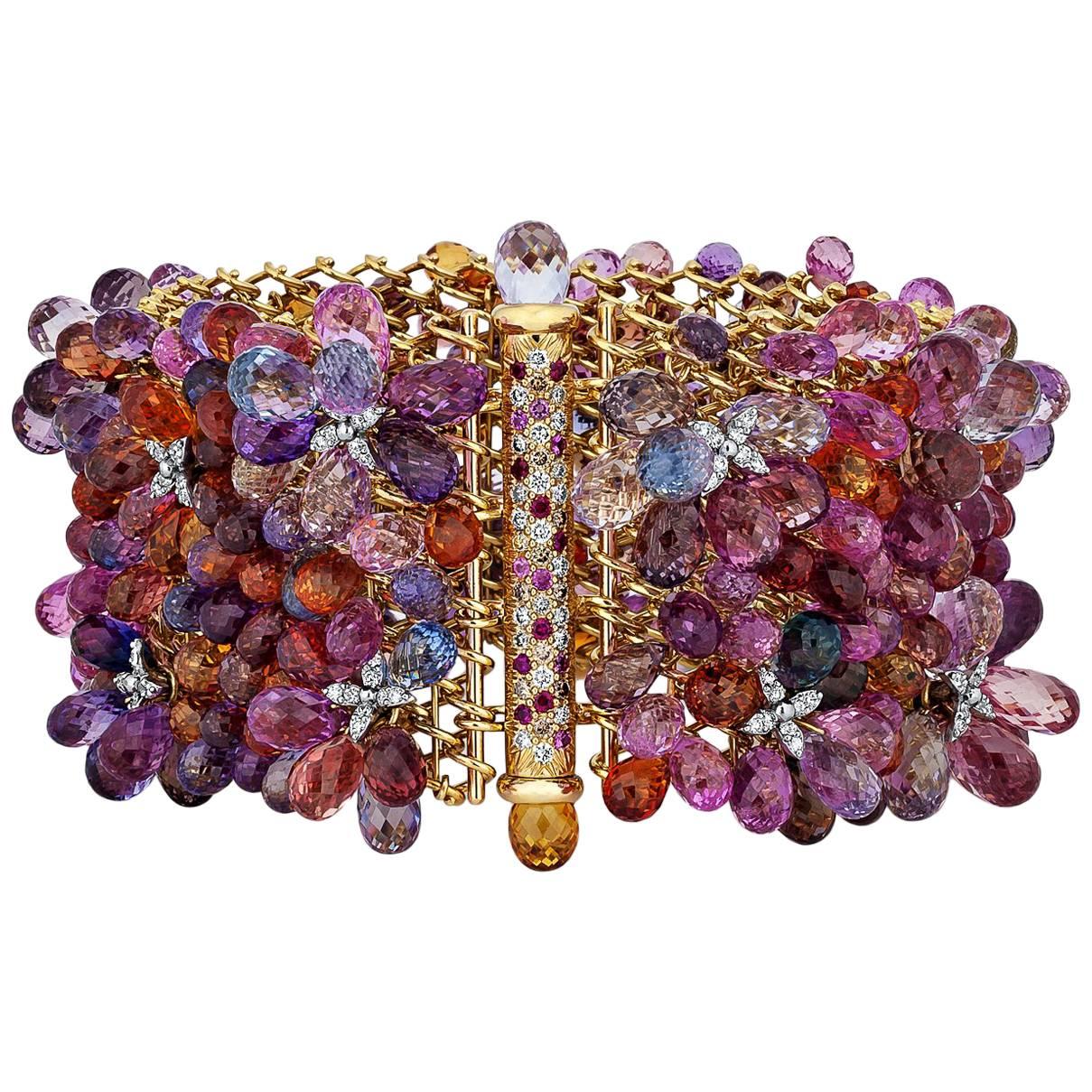 Nicholas Varney Multicolored Sapphire Gold Bracelet at 1stDibs