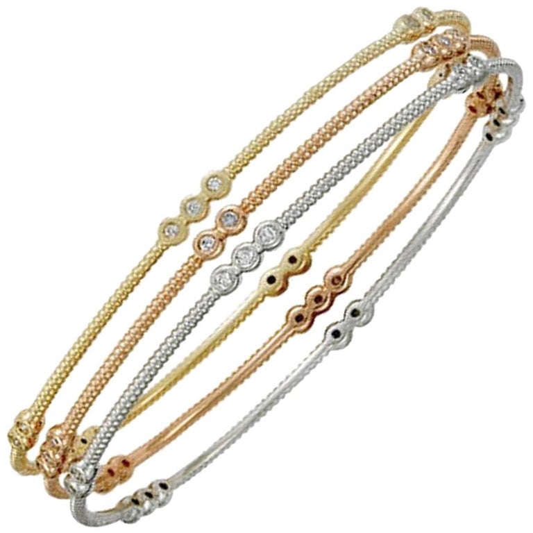 Stackable Diamond Yellow Rose White Gold Bangle For Sale at 1stDibs ...