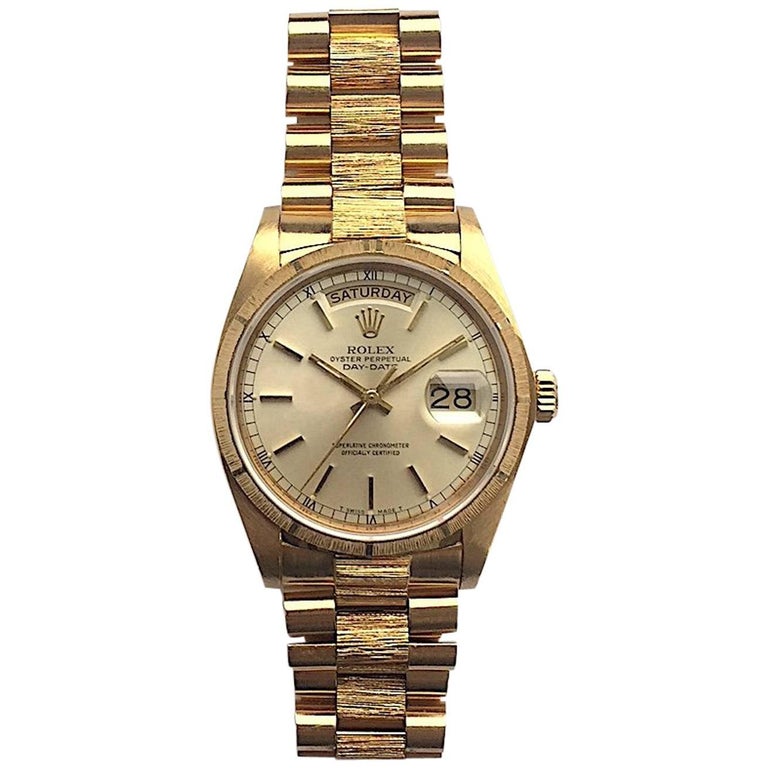 Rolex Yellow Gold Oyster Perpetual Day-Date Bark President Automatic ...