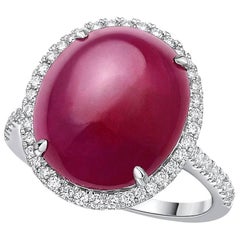 Gilin Ruby Cabochon Diamond Ring at 1stDibs | ruby cabochon ring, cabochon ruby and diamond ring