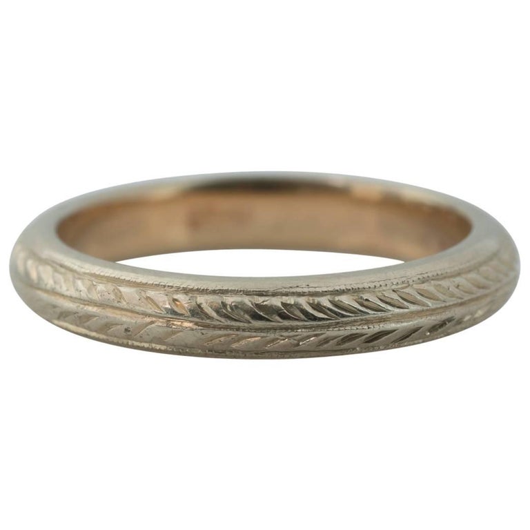 1920s Two-Tone 14 Karat Gold Wheat Pattern Wedding Band Ring at 1stDibs ...