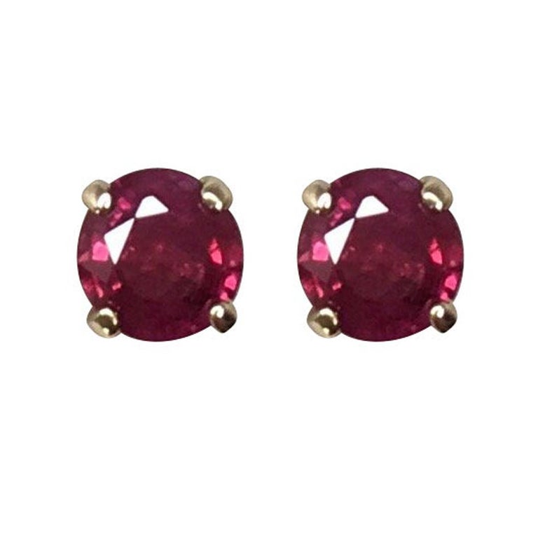 IGI Certified Fine Deep Red Burma Ruby 0.68 Carat Gold Earring Studs at ...