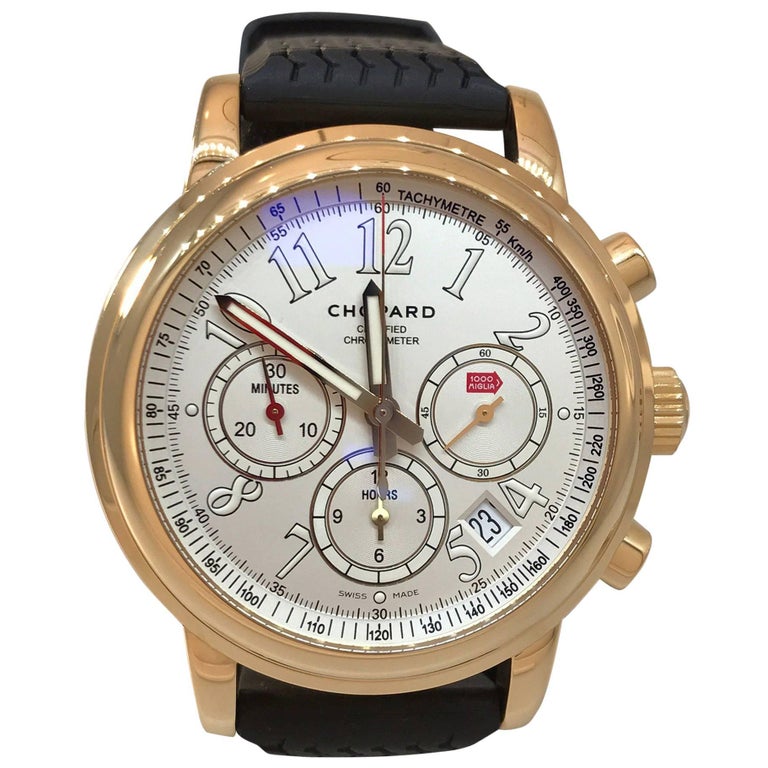 Chopard Mille Miglia Rose Gold White Dial Automatic Chronograph Men's ...