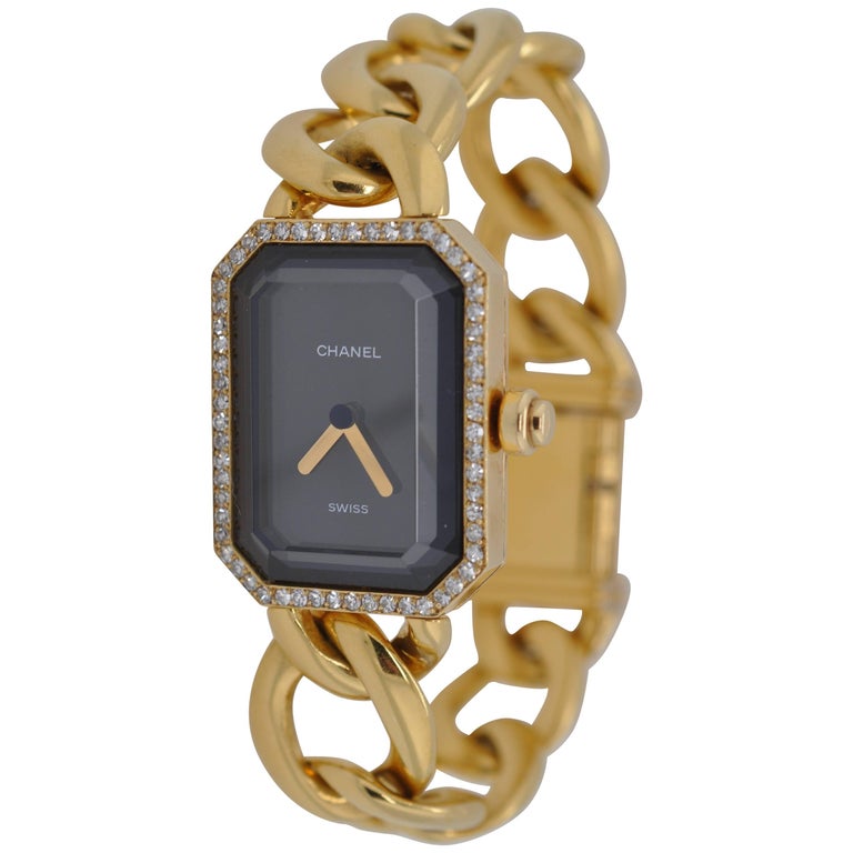Chanel Yellow Gold Diamond Bezel and Lock Premiere Chain Wristwatch at ...