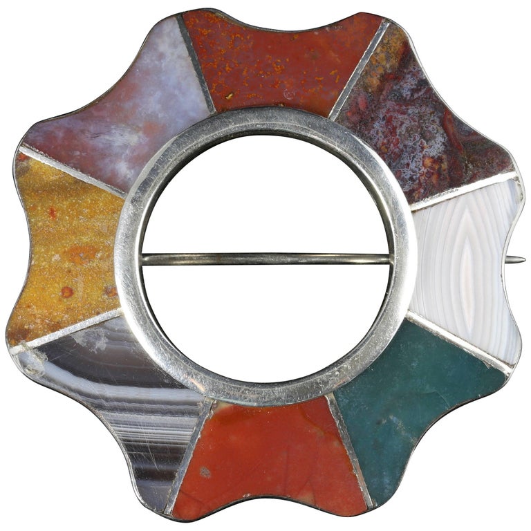 Antique Victorian Scottish Brooch Silver Agate, circa 1860 For Sale at ...