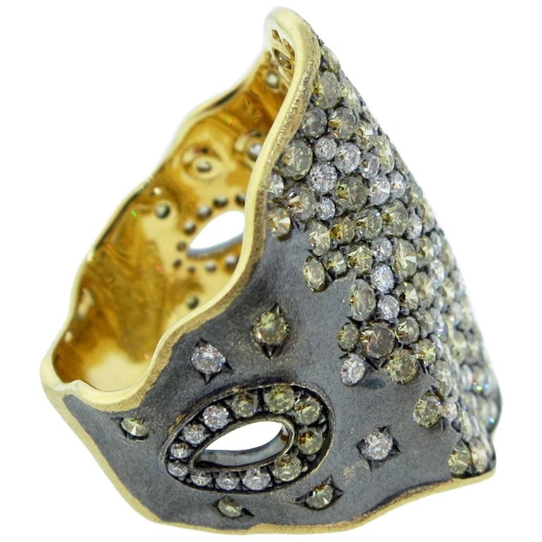 Sprinkled Freeform Fancy Color Diamond Ring at 1stDibs