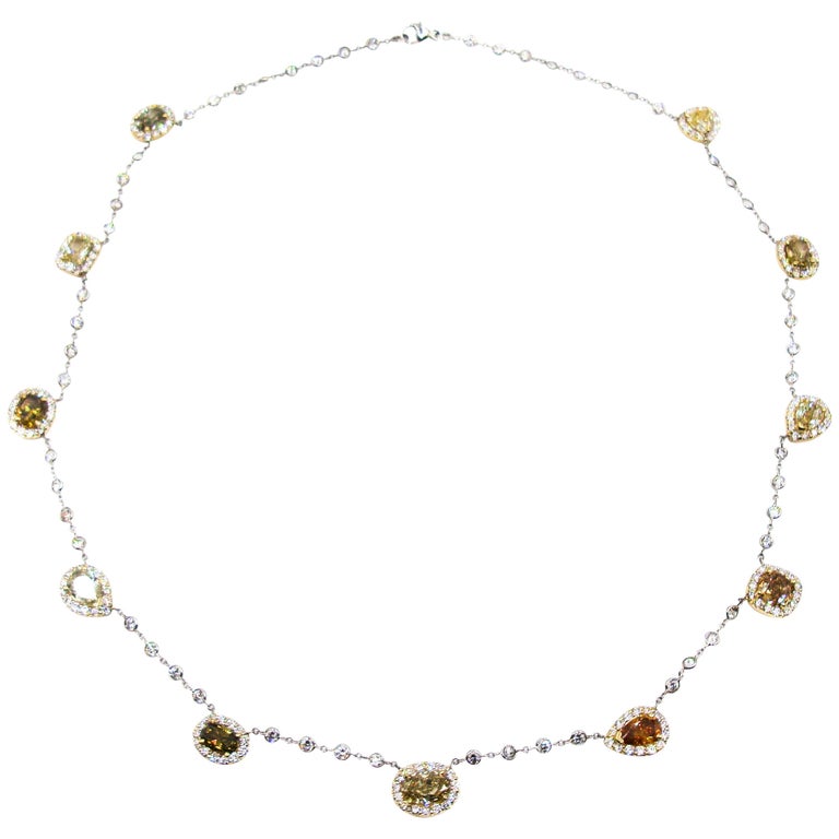 Natural Colored Diamond Necklace For Sale at 1stDibs | colored diamond ...