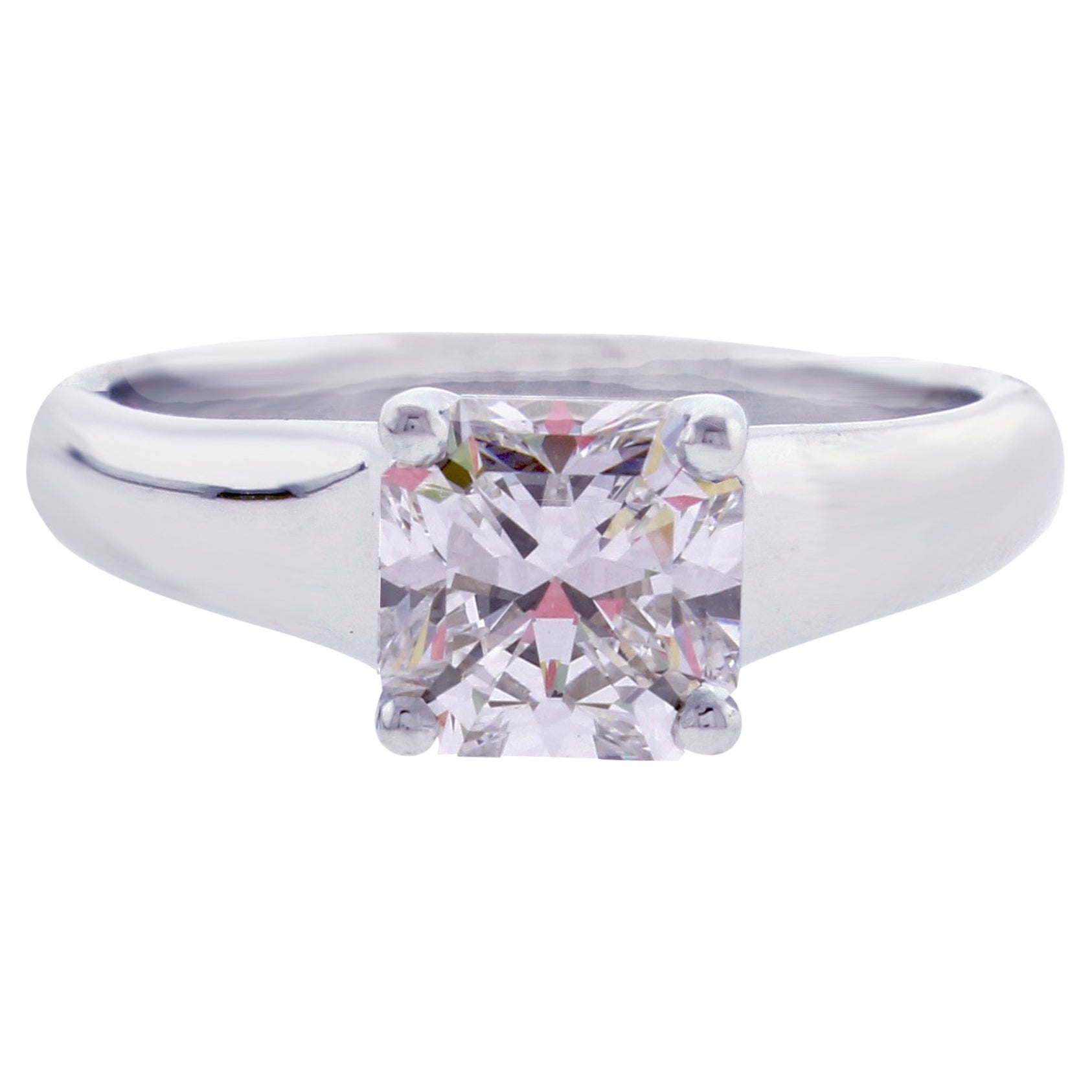 Tiffany and Co. .55 Carat Square Solitaire Diamond Engagement Ring G ...