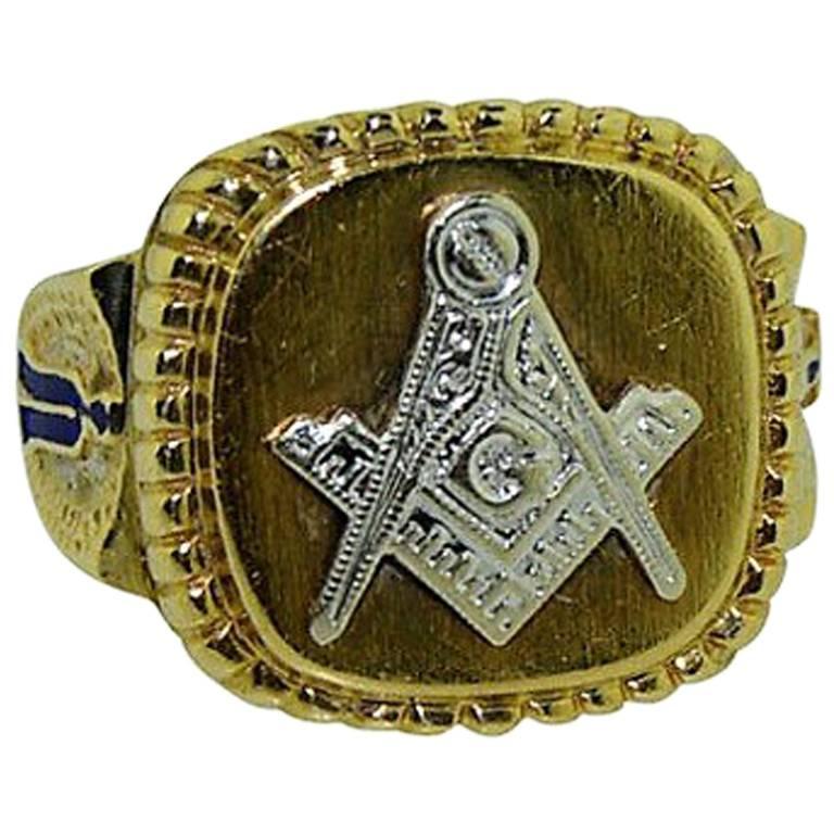 Solid Two-Tone Gold Art Deco Masonic Lodge Ring at 1stDibs | masonic ...