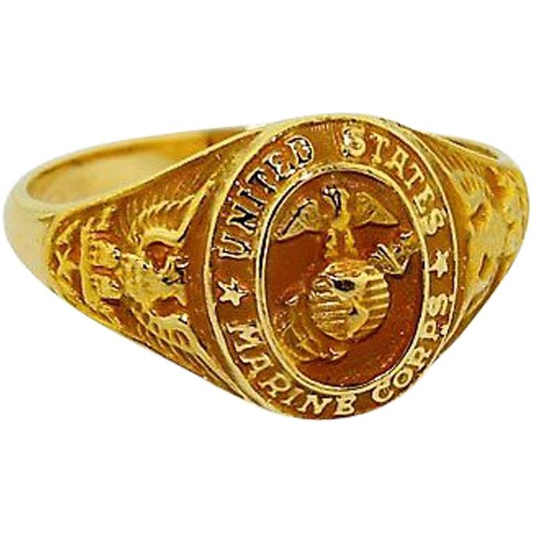 Solid Gold Ladies United States Marine Corp New Old Stock Ring at ...
