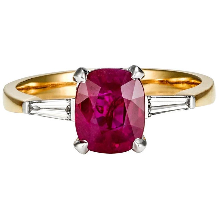 2.07 Carat Cushion Cut Ruby and Diamond Ring by Matthew Ely For Sale at ...