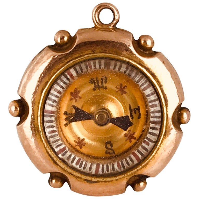 Compass Rose Gold, Enamel Hand-Painted, Victorian Era, circa 1901 For ...