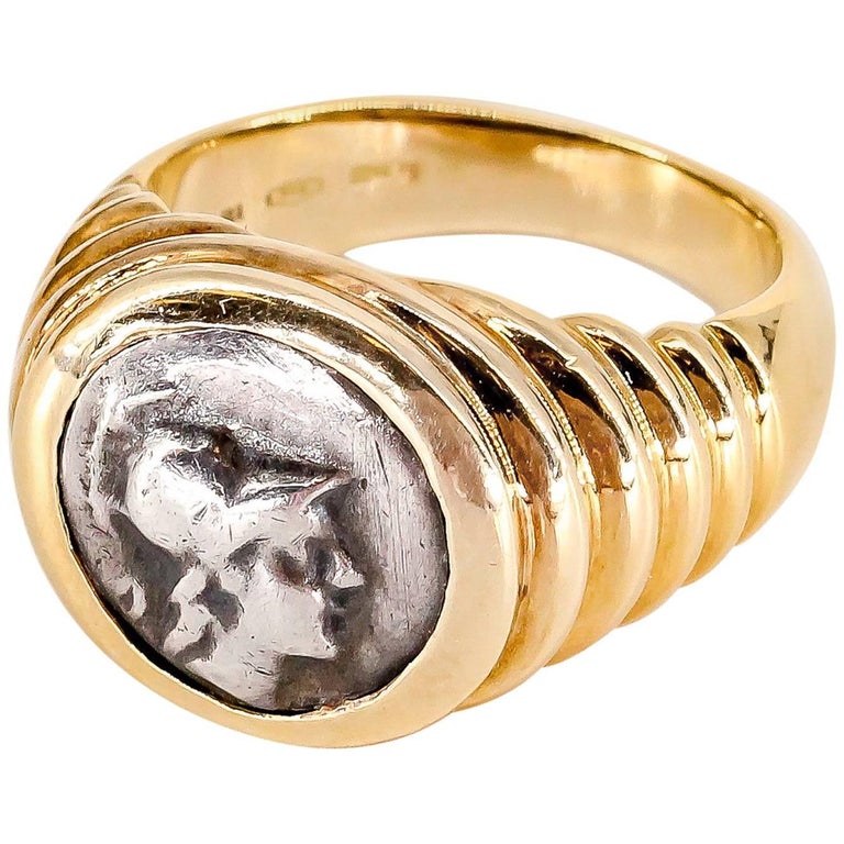 Bulgari Gold Ancient Coin Ring at 1stDibs | bulgari coin ring