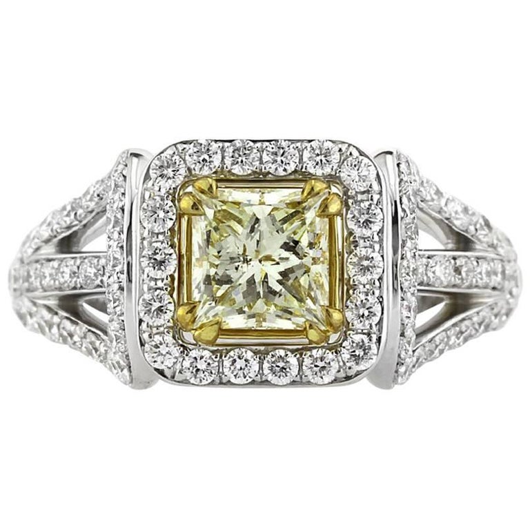 Mark Broumand 2.12 Carat Fancy Light Yellow Princess Cut Diamond ...