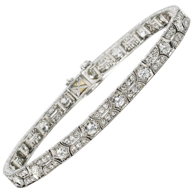 Art Deco Diamond Bracelet at 1stDibs | art deco diamond bracelets, diamond bracelet art deco ...