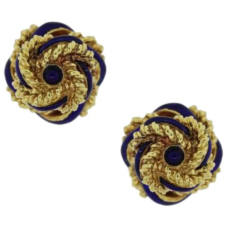 Blue Enamel Knot Cufflinks at 1stDibs
