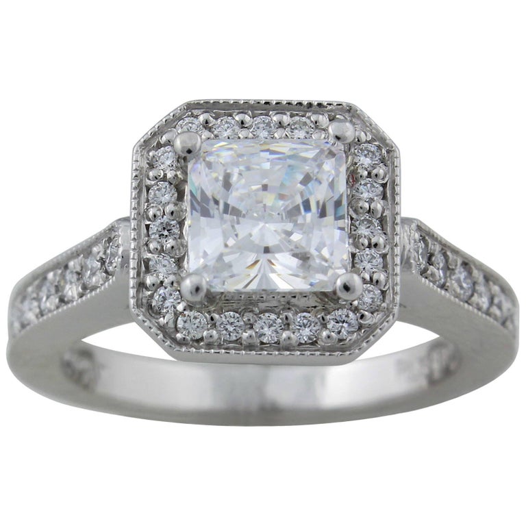 Platinum Diamond Precision Set Halo Style Flush Fit Ring Mounting For ...