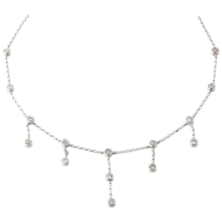 Dangling Diamond White Gold Necklace at 1stDibs