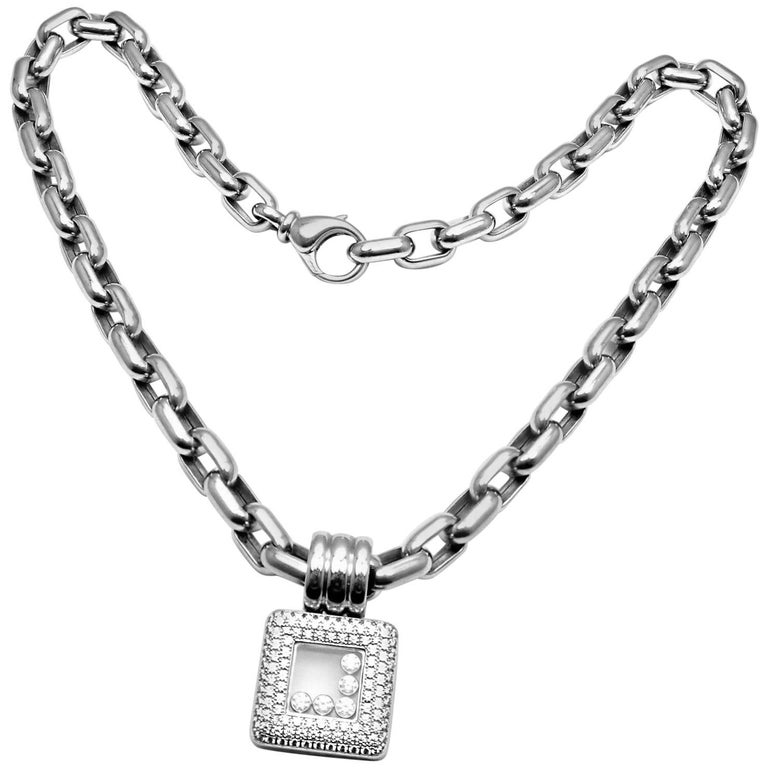 Chopard Happy Diamond Square White Gold Pendant Necklace at 1stDibs ...