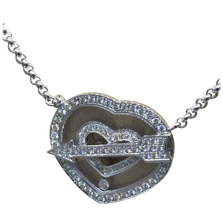 Chopard Happy Diamonds White Gold Full Diamond Heart Pendant Necklace ...