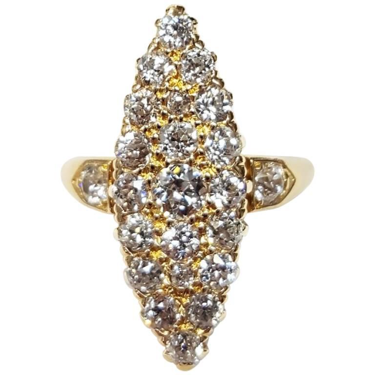 Antique French Long Diamond Ring at 1stdibs