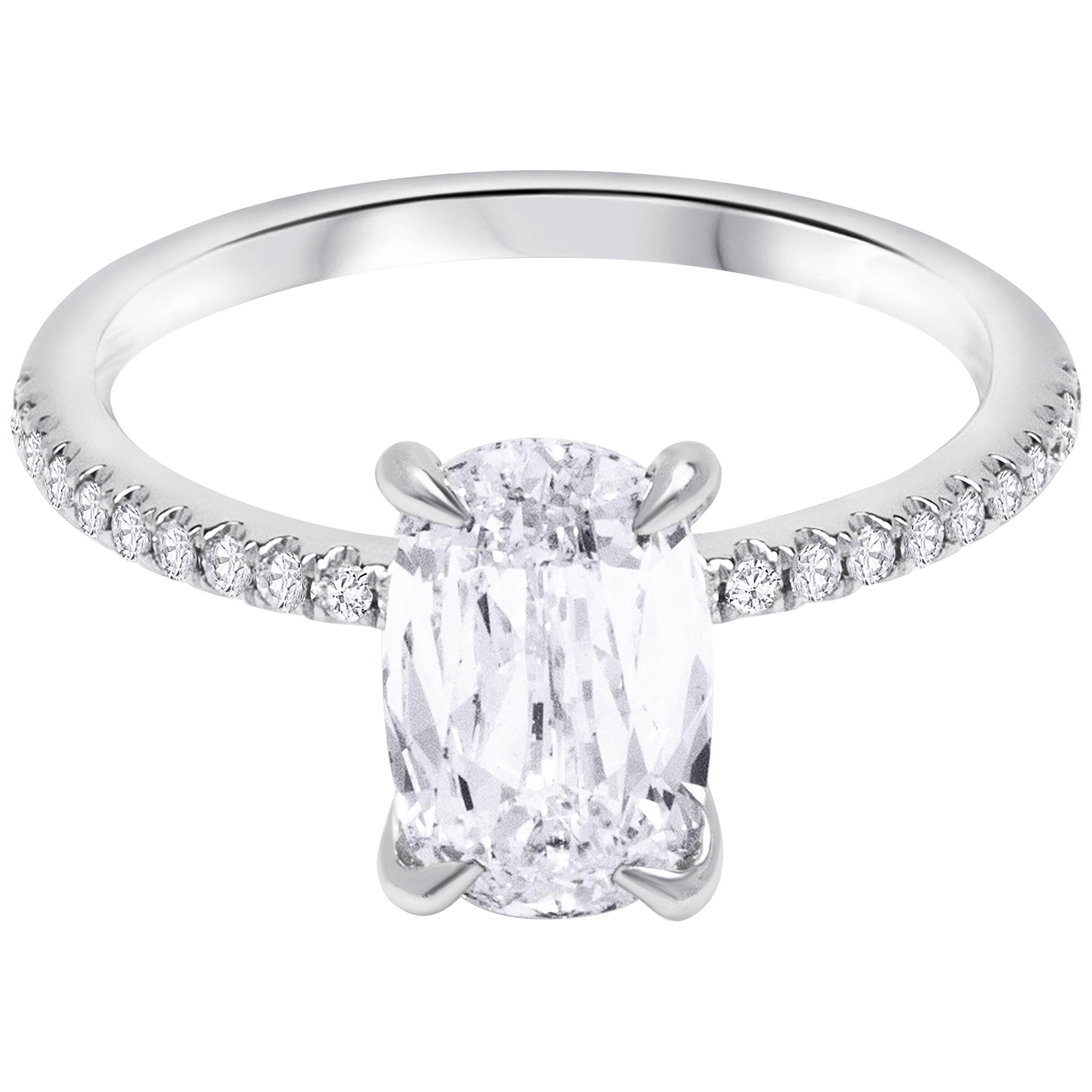 Elongated Radiant Cut Diamond Platinum Ring For Sale at 1stDibs