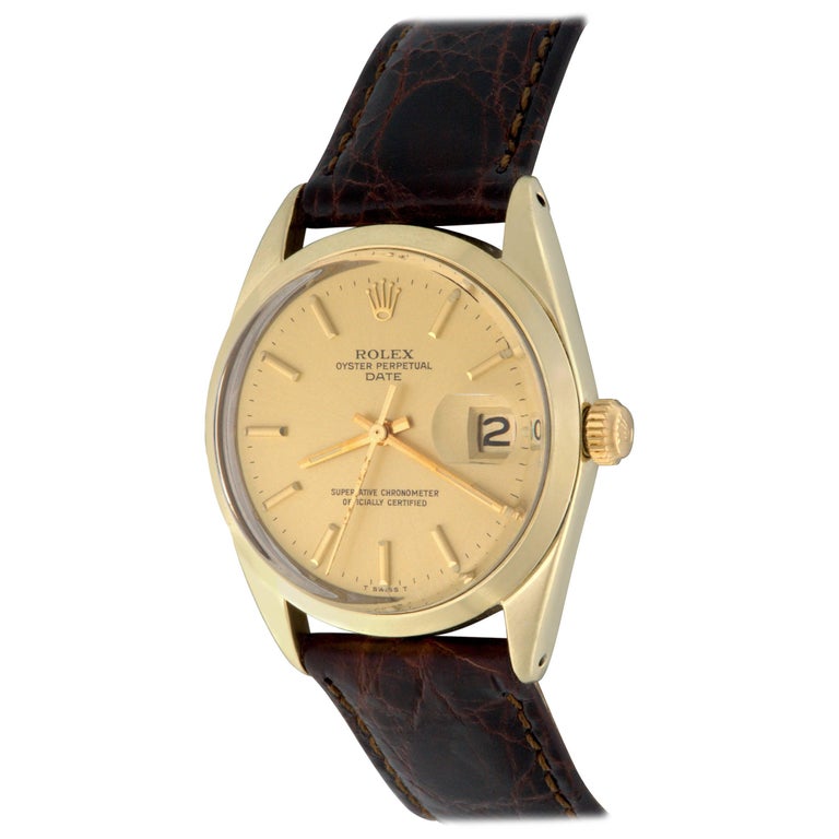 Rolex Yellow Gold Date Automatic Wristwatch Ref 1550 at 1stDibs