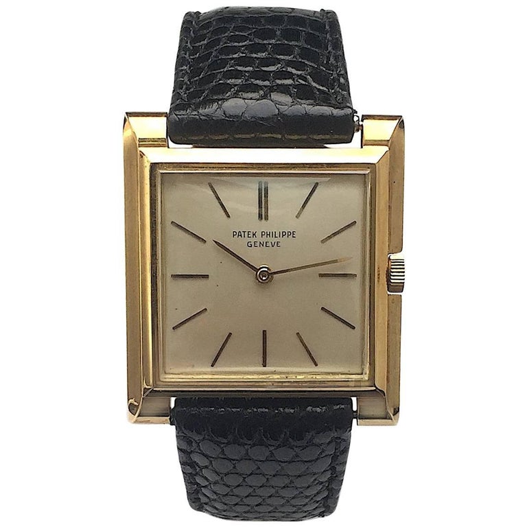 Patek Philippe Yellow Gold Manual Wind Square Wristwatch at 1stDibs