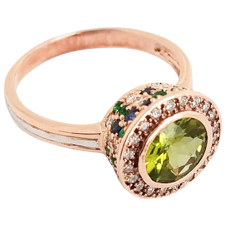 Peridot Sapphire Emerald and Diamond Ring at 1stDibs | peridot sapphire ...