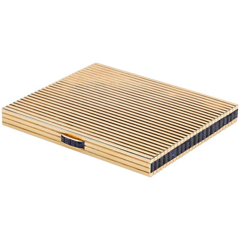 Van Cleef and Arpels Gold and Sapphire Compact at 1stDibs