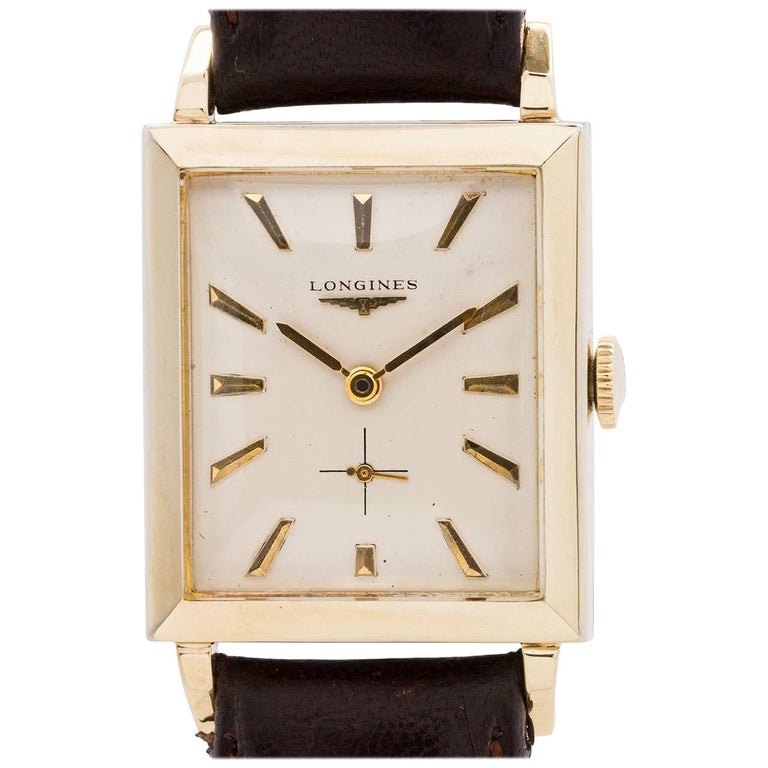 Longines Yellow Gold Filled Rectangle Case Manual Wind Wristwatch ...