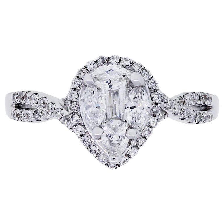 Mosaic Pear Diamond Engagement Ring For Sale at 1stDibs
