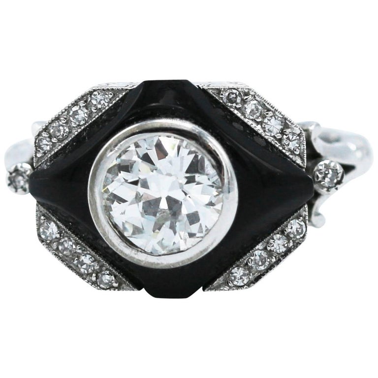 Art Deco Diamond and Onyx Ring at 1stDibs | art deco onyx ring, art deco onyx and diamond ring ...