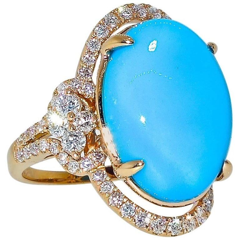 Persian Turquoise and Diamond Ring at 1stDibs