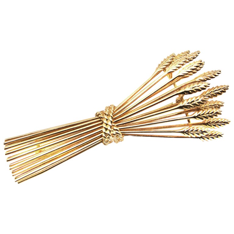 Tiffany and Co. Gold Wheat Sheaf Brooch at 1stDibs | wheat brooch