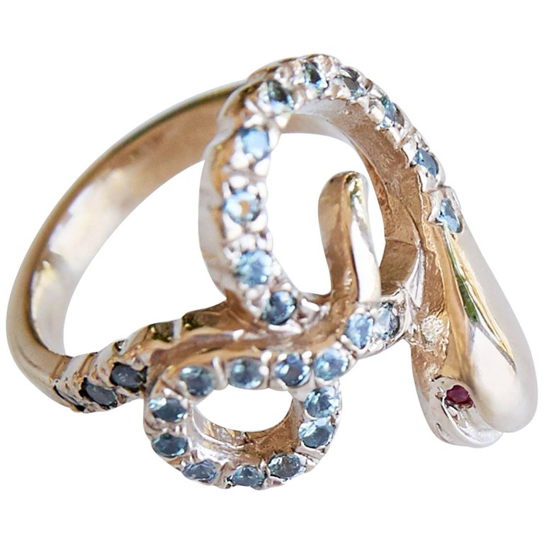 Gold Snake Ring Cocktail Ring Sapphire Ruby Animal jewelry J Dauphin ...