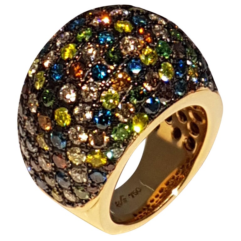 Rose Design Diamond Rose Gold Ring For Sale at 1stdibs