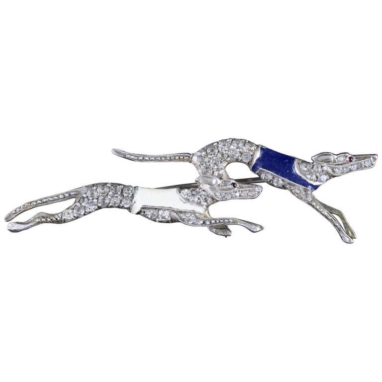 Antique Victorian Greyhound Brooch Silver, circa 1900 at 1stDibs
