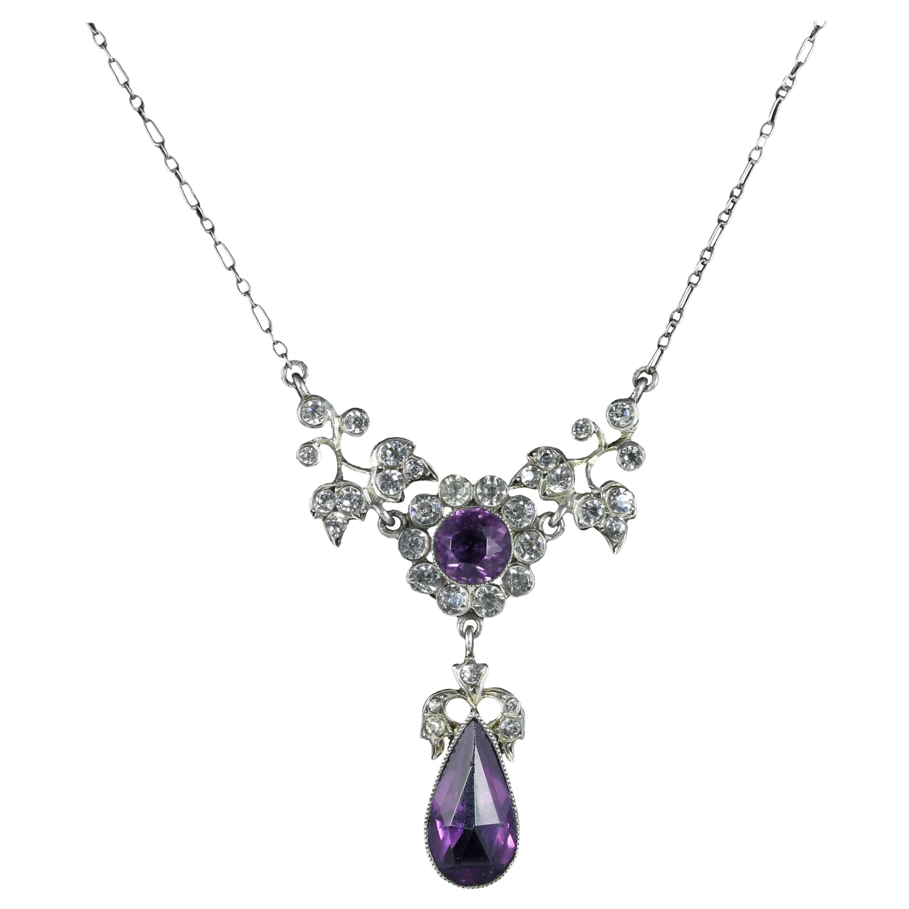 Antique Victorian Amethyst Paste Necklace Silver, circa 1900 For Sale ...