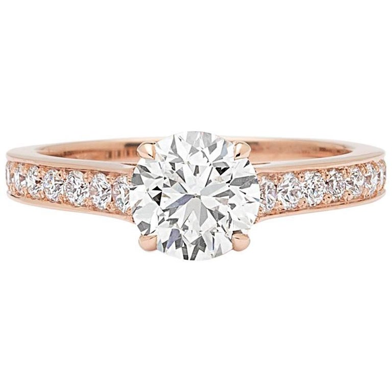 18 Karat Rose Gold Engagement Ring Featuring GIA 1.18 Carat Diamond For ...
