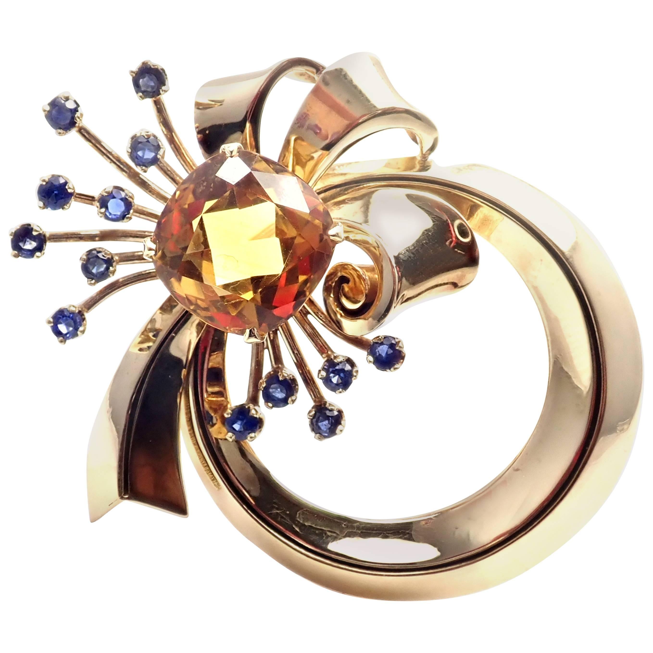 Vintage Tiffany and Co. Sapphire Citrine Yellow Gold Pin Brooch at 1stDibs | vintage tiffany ...